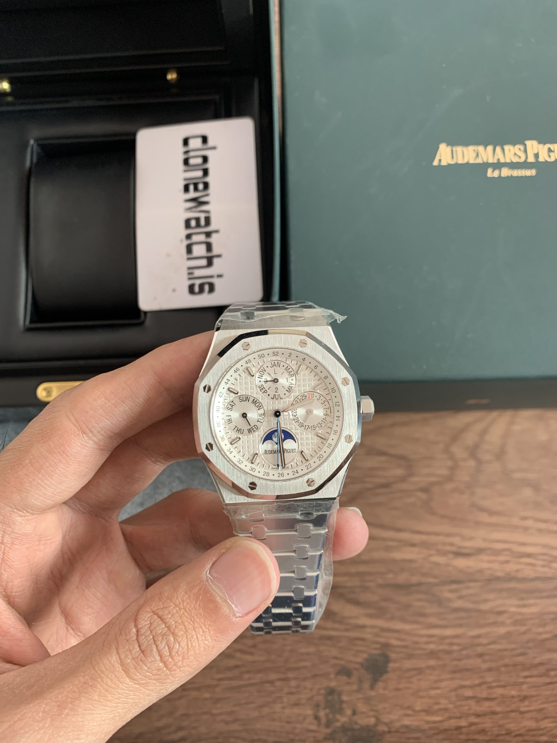 Best Quality Clone AP Royal Oak Perpetual Calendar White Dial