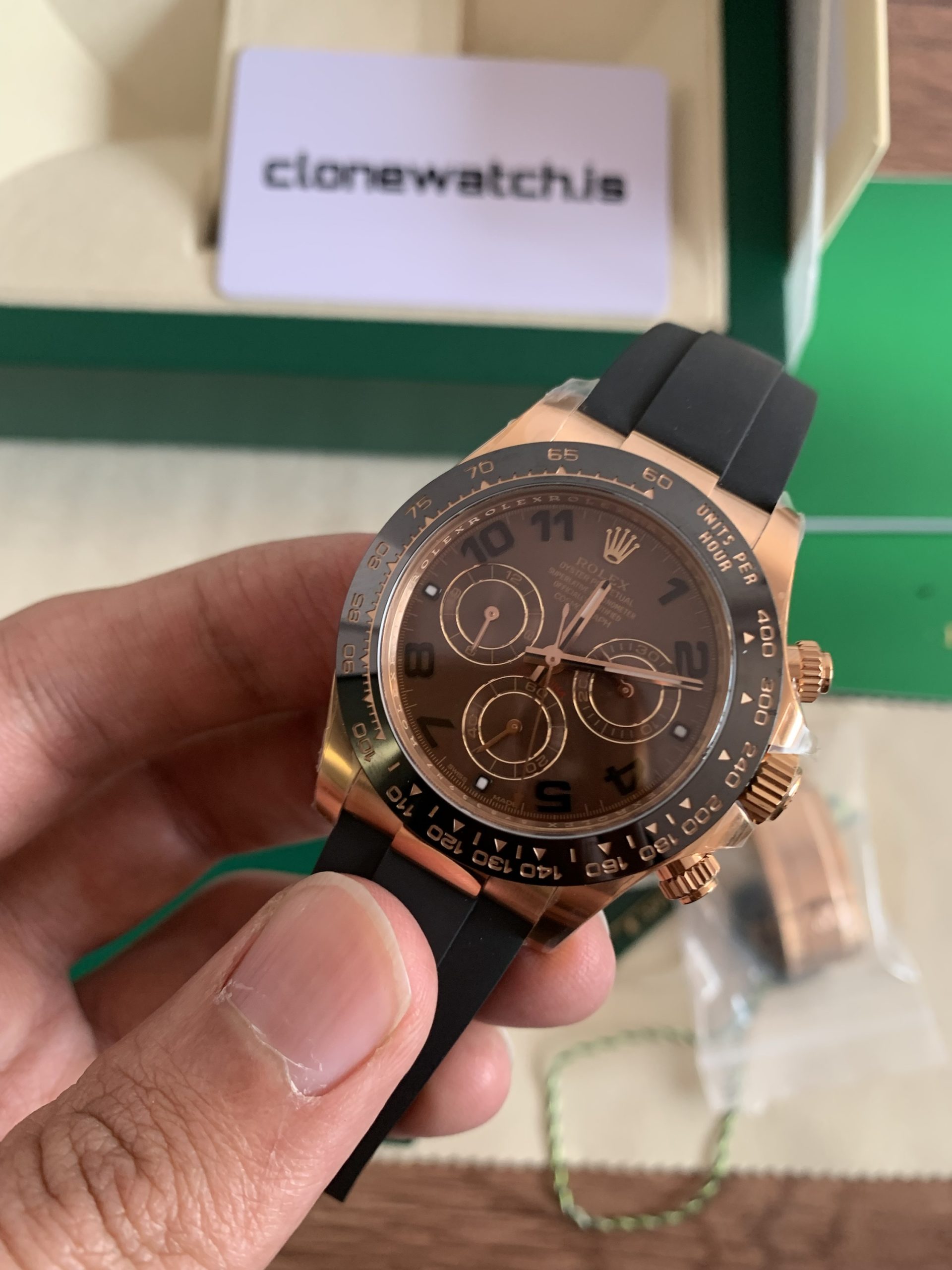 Fake Rolex Daytona Superclone 116515 Rose Gold Chocolate Dial