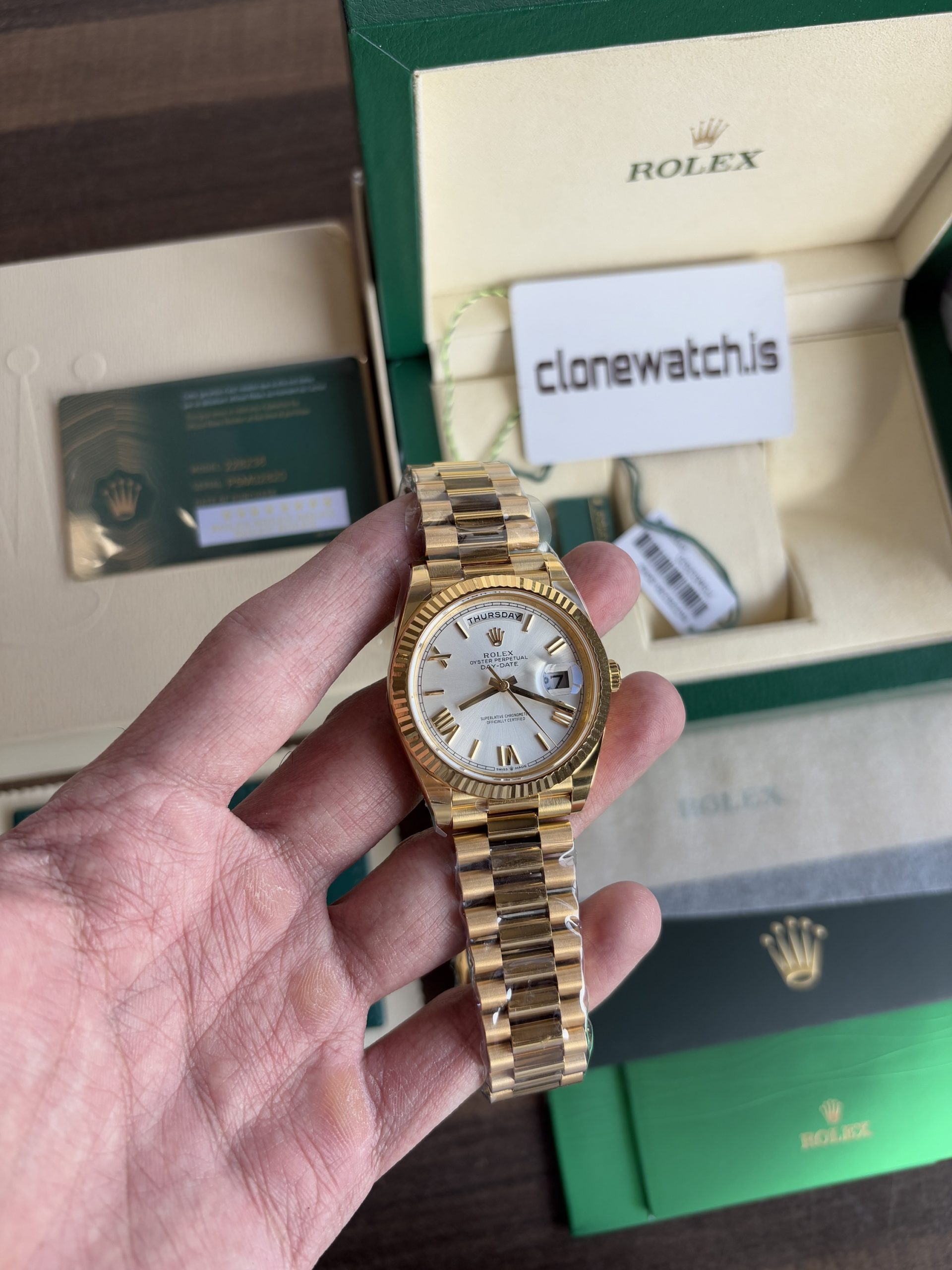 1:1 Fake Rolex Day Date 40 Replica Yellow Gold White Dial • Best Super ...